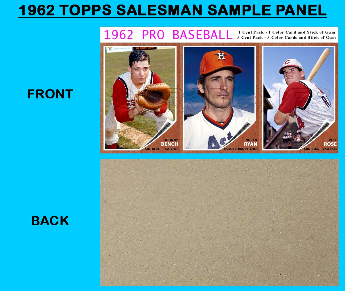 Bench Rose Ryan 1962 Topps Salesman Sample Panel Custom Card - 4713 ...
