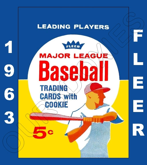 1963 Fleer Baseball Cards Custom Made Album Binder Inserts 3 Sizes - 3 ...