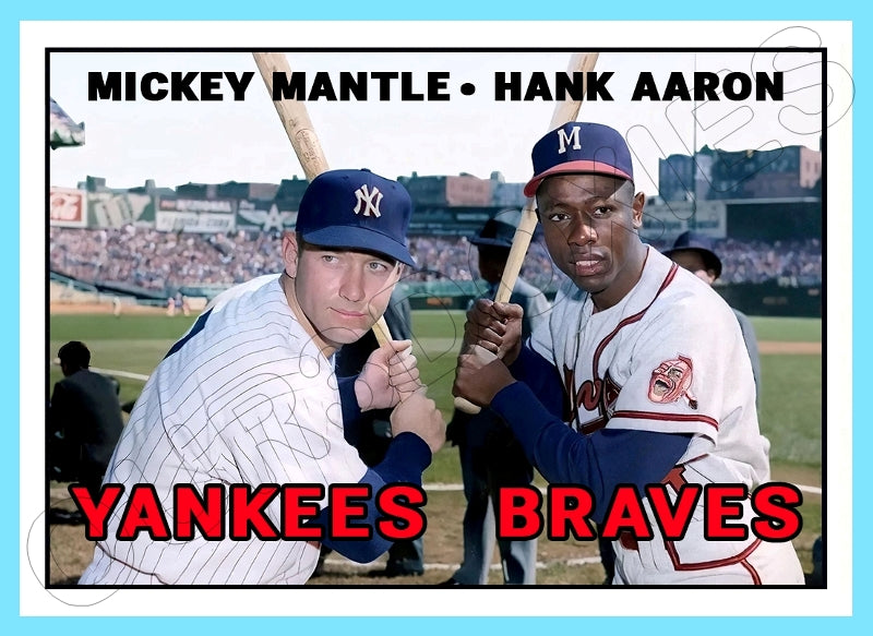 Mickey Mantle Hank Aaron 1967 Topps Custom Card - 4480 – OUR3DOXIES