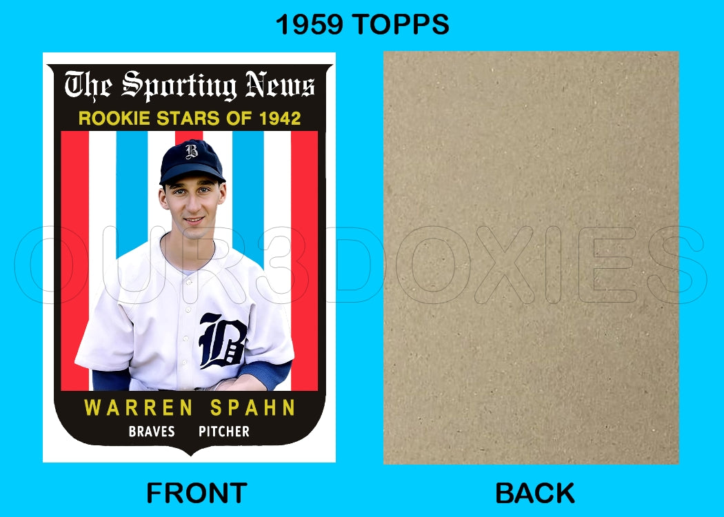Warren Spahn 1959 Topps AS Custom Card - 4181 – OUR3DOXIES